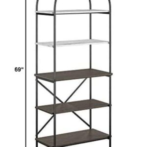 CosmoLiving by Cosmopolitan Vivinne 5 Shelf Oak Bookcase, Gray (Wood Grain)