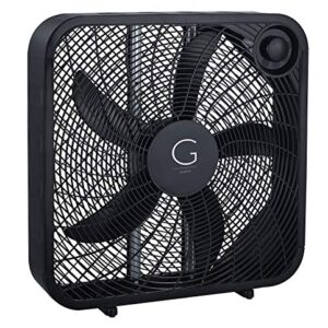 Genesis 20" Box Fan, 3 Settings, Max Cooling Technology, Carry Handle, Black