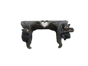 dwk "wood love to hang out black bear cubs in tree | rustic cabin décor floating shelf | black bear welcome outdoor décor | wall art | black bear welcome statue 13.5-inch