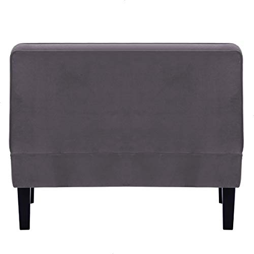 Alunaune Upholstered Loveseat Bench Settee for Bedroom, Small Sofa Couch Love Seat Bench Armless Settee Tufted Button Living Room Dining Room Bench-Light Grey