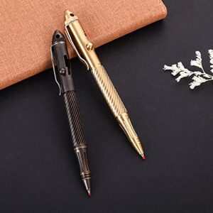 SMOOTHERPRO Solid Brass Bolt Action Pen with Tungsten Part Heavy Duty for Gift Business Office EDC Pocket Color Retro Black (BTA972)