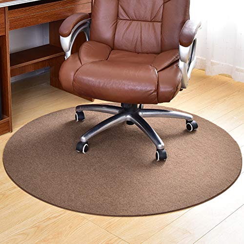 ZMIN Round Shag Computer Chair Floor Mat, Low Pile Solid Color Not-Slip Area Rug Bedroom Living Room Coffee Table Carpet-Light Tan Diameter70cm(28inch)