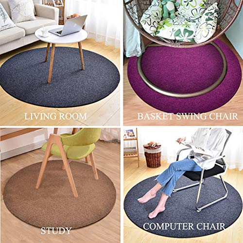 ZMIN Round Shag Computer Chair Floor Mat, Low Pile Solid Color Not-Slip Area Rug Bedroom Living Room Coffee Table Carpet-Light Tan Diameter70cm(28inch)