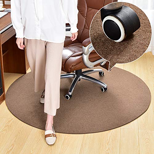 ZMIN Round Shag Computer Chair Floor Mat, Low Pile Solid Color Not-Slip Area Rug Bedroom Living Room Coffee Table Carpet-Light Tan Diameter70cm(28inch)