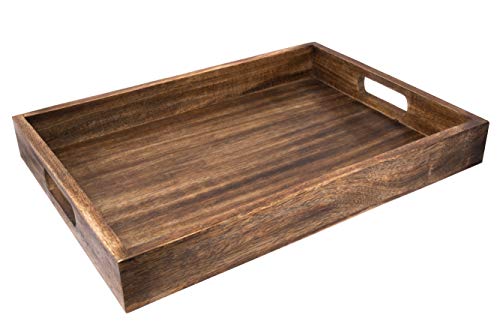 GoCraft Handmade Classic Wooden Tray Large Size | Serveware Kitchen Accessories Tray - 16.5"