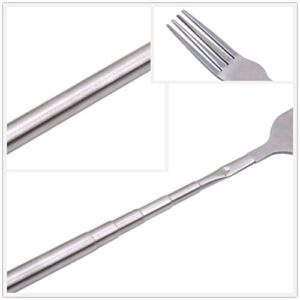 Stainless Steel Dinner Fork,BBQ Telescopic Extendable Dinner Fruit Dessert Long Handle Fork Stainless Steel Cutlery,anti rust,sturdy and durable