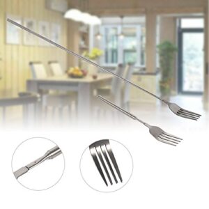 Stainless Steel Dinner Fork,BBQ Telescopic Extendable Dinner Fruit Dessert Long Handle Fork Stainless Steel Cutlery,anti rust,sturdy and durable