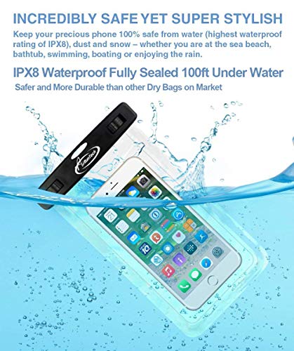 AiRunTech Waterproof Case, Waterproof Cell Phone Dry Bag Compatible for iPhone 14/13/12/12 Pro Max/11/11 Pro/SE/Xs Max/XR/8P/7 Galaxy up to 7.0", Phone Pouch for Beach Kayaking Travel (2 Pack)