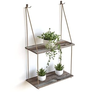 j jackcube design hanging shelves wall plant shelf floating shelves with rope for bedroom bathroom living room farmhouse boho room decor, triangle rope rustic wood display shelf(set of 2) - mk555aa