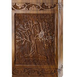 INTAJ Handmade Rosewood Urn for Human Ashes - Tree of Life Wooden Urns Hand-Crafted - Funeral Cremation Urn for Ashes (Adult (250 Cu/in), Rosewood Tree)