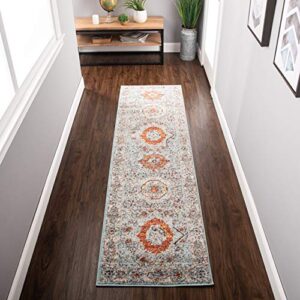 superior idalia indoor area rug, light blue, 2' 3" x 8 runner