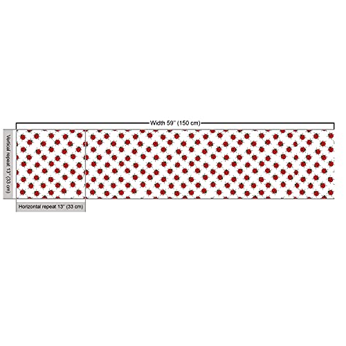 Ambesonne Ladybugs Fabric by The Yard, Ladybugs Pattern Bunch of Bugs Infinite Speckled Marked Insect Theme Playroom, Decorative Fabric for Upholstery and Home Accents, 1 Yard, White Red