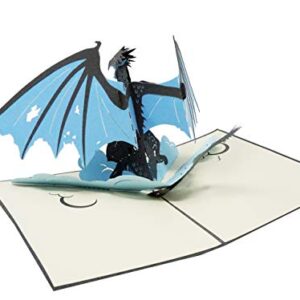 Ice Dragon - 3D Pop Up Greeting Card For All Occasions - Birthday, Love, Christmas, Goodluck, Congrats, Get Well - Blank Inside for Personalized - Amazing, Fun, Happy Gift - Thick Envelope, Fold Flat