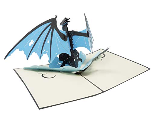 Ice Dragon - 3D Pop Up Greeting Card For All Occasions - Birthday, Love, Christmas, Goodluck, Congrats, Get Well - Blank Inside for Personalized - Amazing, Fun, Happy Gift - Thick Envelope, Fold Flat