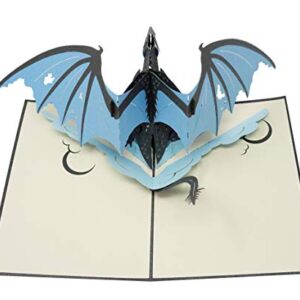 Ice Dragon - 3D Pop Up Greeting Card For All Occasions - Birthday, Love, Christmas, Goodluck, Congrats, Get Well - Blank Inside for Personalized - Amazing, Fun, Happy Gift - Thick Envelope, Fold Flat