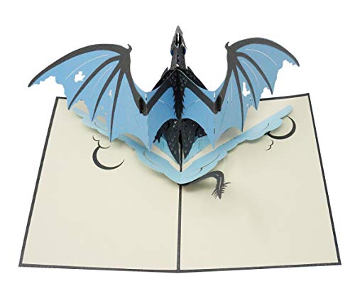 Ice Dragon - 3D Pop Up Greeting Card For All Occasions - Birthday, Love, Christmas, Goodluck, Congrats, Get Well - Blank Inside for Personalized - Amazing, Fun, Happy Gift - Thick Envelope, Fold Flat