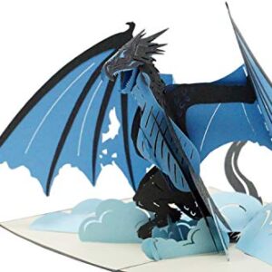 Ice Dragon - 3D Pop Up Greeting Card For All Occasions - Birthday, Love, Christmas, Goodluck, Congrats, Get Well - Blank Inside for Personalized - Amazing, Fun, Happy Gift - Thick Envelope, Fold Flat