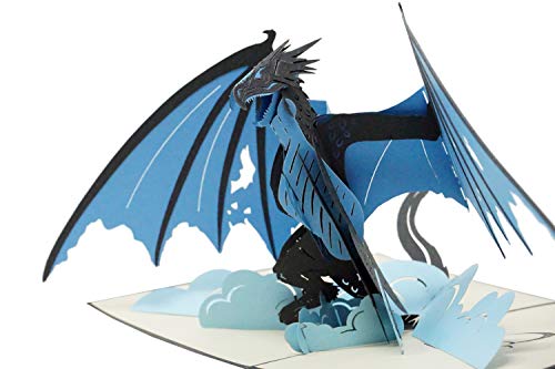 Ice Dragon - 3D Pop Up Greeting Card For All Occasions - Birthday, Love, Christmas, Goodluck, Congrats, Get Well - Blank Inside for Personalized - Amazing, Fun, Happy Gift - Thick Envelope, Fold Flat