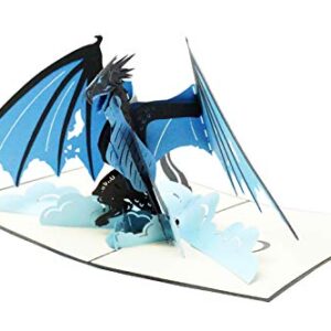 Ice Dragon - 3D Pop Up Greeting Card For All Occasions - Birthday, Love, Christmas, Goodluck, Congrats, Get Well - Blank Inside for Personalized - Amazing, Fun, Happy Gift - Thick Envelope, Fold Flat