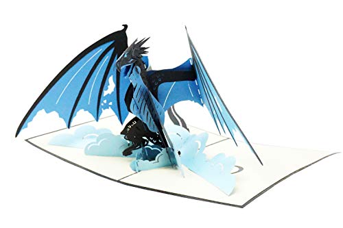 Ice Dragon - 3D Pop Up Greeting Card For All Occasions - Birthday, Love, Christmas, Goodluck, Congrats, Get Well - Blank Inside for Personalized - Amazing, Fun, Happy Gift - Thick Envelope, Fold Flat