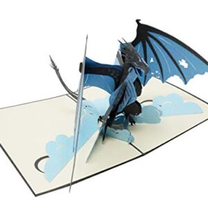 Ice Dragon - 3D Pop Up Greeting Card For All Occasions - Birthday, Love, Christmas, Goodluck, Congrats, Get Well - Blank Inside for Personalized - Amazing, Fun, Happy Gift - Thick Envelope, Fold Flat