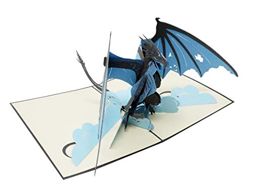 Ice Dragon - 3D Pop Up Greeting Card For All Occasions - Birthday, Love, Christmas, Goodluck, Congrats, Get Well - Blank Inside for Personalized - Amazing, Fun, Happy Gift - Thick Envelope, Fold Flat