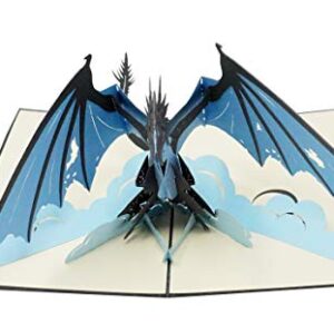 Ice Dragon - 3D Pop Up Greeting Card For All Occasions - Birthday, Love, Christmas, Goodluck, Congrats, Get Well - Blank Inside for Personalized - Amazing, Fun, Happy Gift - Thick Envelope, Fold Flat