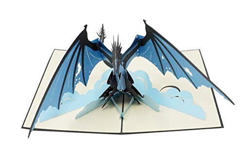 Ice Dragon - 3D Pop Up Greeting Card For All Occasions - Birthday, Love, Christmas, Goodluck, Congrats, Get Well - Blank Inside for Personalized - Amazing, Fun, Happy Gift - Thick Envelope, Fold Flat