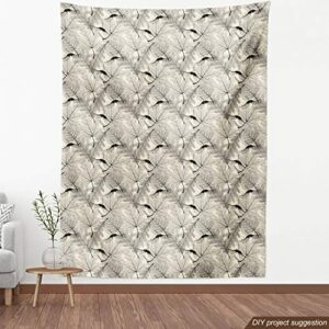 Ambesonne Botany Fabric by The Yard, Detailed Skeleton of Leaves Autumnal Romantic Pattern, Decorative Fabric for Upholstery and Home Accents, 1 Yard, Ivory Taupe Grey