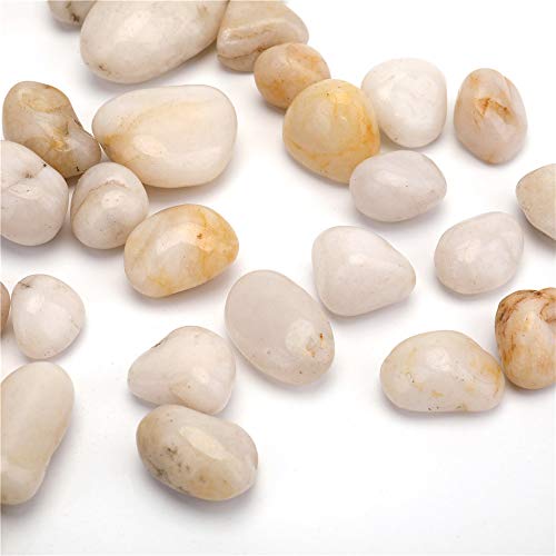 Nicunom 6 lb White Pebbles Natural Decorative Stone Small Polished Gravel River Rocks for Aquariums, Vase Fillers, Landscaping, Succulent…