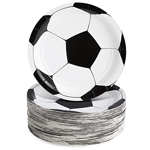 80-Pack Soccer Paper Plates for Sports Themed Birthday Party Supplies (7 in)