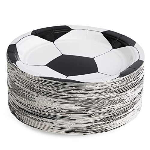 80-Pack Soccer Paper Plates for Sports Themed Birthday Party Supplies (7 in)