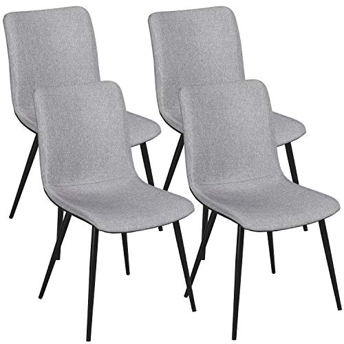 Yaheetech Dining Chairs Kitchen Chair Mid Century Modern Living Room Chairs Upholstered Side Chairs with Metal Legs Gray, 1 Package of 4pcs