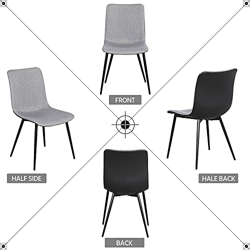 Yaheetech Dining Chairs Kitchen Chair Mid Century Modern Living Room Chairs Upholstered Side Chairs with Metal Legs Gray, 1 Package of 4pcs