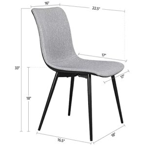 Yaheetech Dining Chairs Kitchen Chair Mid Century Modern Living Room Chairs Upholstered Side Chairs with Metal Legs Gray, 1 Package of 4pcs