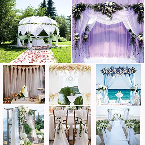 Crystal Organza Tulle Sheer Fabric Backdrop Curtains for Wedding Baby Shower Birthday Party Event Decor, 19” by 30 Yard (White)