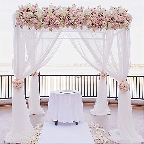 Crystal Organza Tulle Sheer Fabric Backdrop Curtains for Wedding Baby Shower Birthday Party Event Decor, 19” by 30 Yard (White)