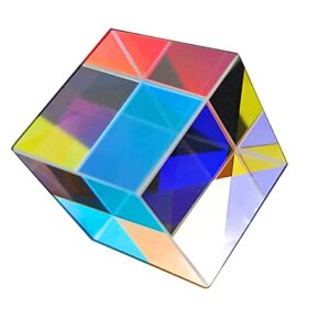 Labnique 20 mm Glass Cube Prism, RGB Dispersion Prism, X-Cube, Dichroic Cube, for Teaching of Optics, Photo Effects, and Decoration