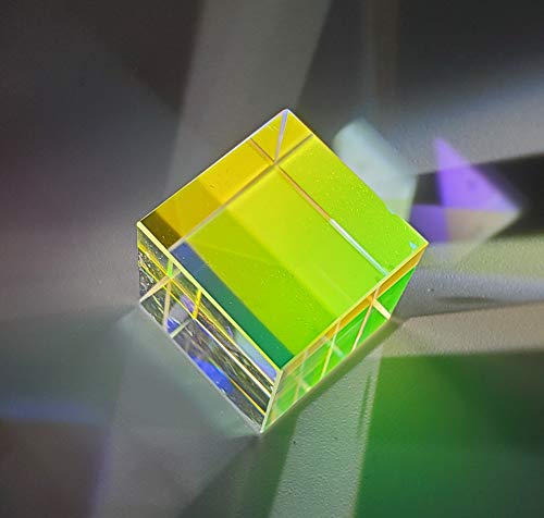 Labnique 20 mm Glass Cube Prism, RGB Dispersion Prism, X-Cube, Dichroic Cube, for Teaching of Optics, Photo Effects, and Decoration