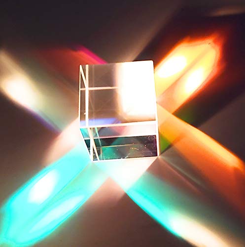 Labnique 20 mm Glass Cube Prism, RGB Dispersion Prism, X-Cube, Dichroic Cube, for Teaching of Optics, Photo Effects, and Decoration