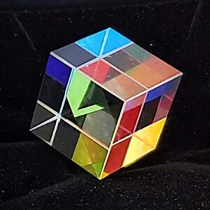 Labnique 20 mm Glass Cube Prism, RGB Dispersion Prism, X-Cube, Dichroic Cube, for Teaching of Optics, Photo Effects, and Decoration