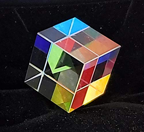 Labnique 20 mm Glass Cube Prism, RGB Dispersion Prism, X-Cube, Dichroic Cube, for Teaching of Optics, Photo Effects, and Decoration