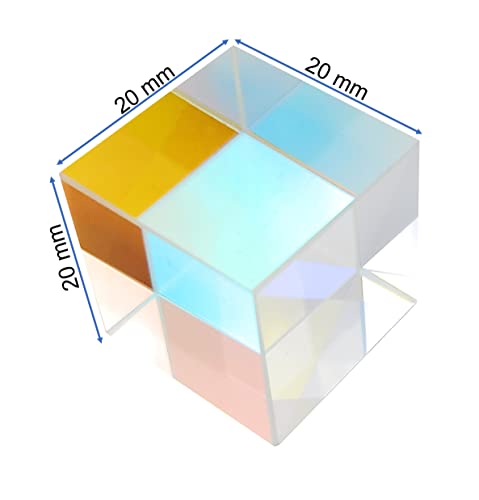 Labnique 20 mm Glass Cube Prism, RGB Dispersion Prism, X-Cube, Dichroic Cube, for Teaching of Optics, Photo Effects, and Decoration