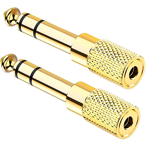 JOMLEY 1/4 to 3.5mm Adapter, 1/8"(3.5mm) Female to 1/4"(6.35mm) Male Adapter, Quarter inch to 1/8 inch Stereo Headphone Adapter, Amp Adapter - 2 Pack