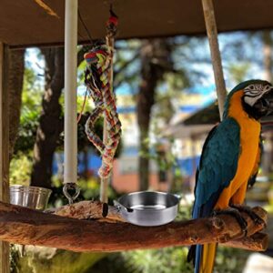 POPETPOP 2pack Parrot Feeding Cups Birds Food Dish Stainless Steel Parrot Feeders Water Cage Bowls with Clamp Holder for Cockatiel Conure Budgies Parakeet Parrot Macaw Small Animal Chinchilla