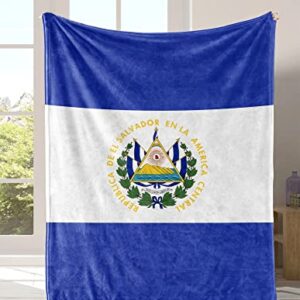 Carwayii El Salvador Flag Blanket,Blue Sherpa Throw Blanket,Comfy Premium Flannel Blanket for Office,Comfortable Thermal Fleece Noon break Blankets Durable Lap Blanket Warm Sofa Blanket For All Season