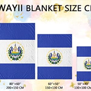 Carwayii El Salvador Flag Blanket,Blue Sherpa Throw Blanket,Comfy Premium Flannel Blanket for Office,Comfortable Thermal Fleece Noon break Blankets Durable Lap Blanket Warm Sofa Blanket For All Season