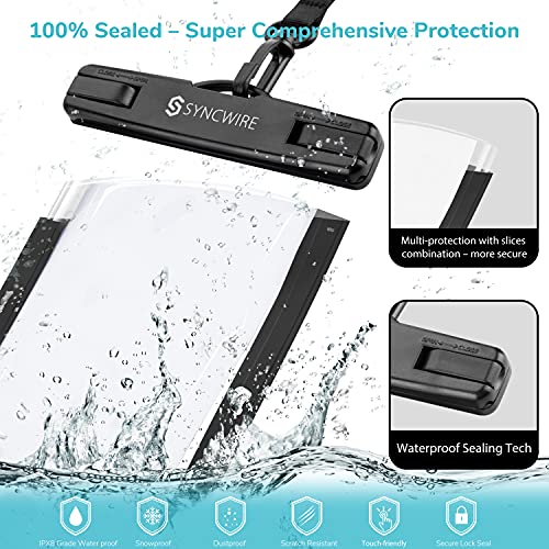 𝐒𝐲𝐧𝐜𝐰𝐢𝐫𝐞 Waterproof Phone Pouch [2-Pack] - Universal IPX8 Waterproof Phone Case Dry Bag with Lanyard for iPhone 14/13/12/11 Pro XS MAX XR X 8 7 6 Samsung S22 S20 and More Up to 7 Inches