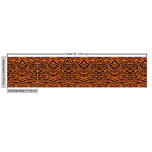 Ambesonne Safari Fabric by The Yard, Illustration of Tiger Skin Pattern Tropical Jungle Elements Continued, Decorative Fabric for Upholstery and Home Accents, 1 Yard, Orange Charcoal