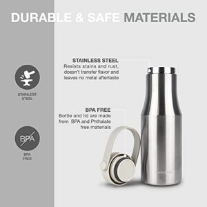 LocknLock Metro Bottle Double-Wall Insulated Stainless Steel with Silicone Handle, 16 oz, Silver